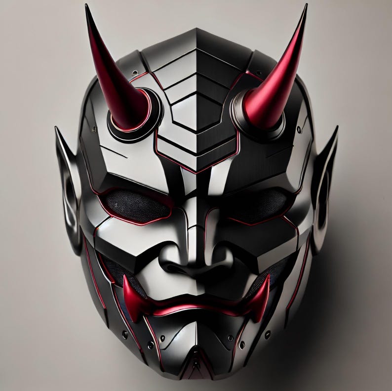 Cyberpunk 2077 Oni Mask STL – Futuristic Samurai Demon Mask for 3D ...