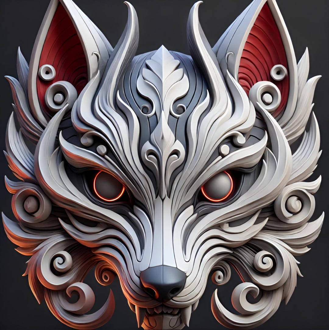 3D Printable STL Wolf Oni Anubis Mask – Cyberpunk Samurai Cosplay ...