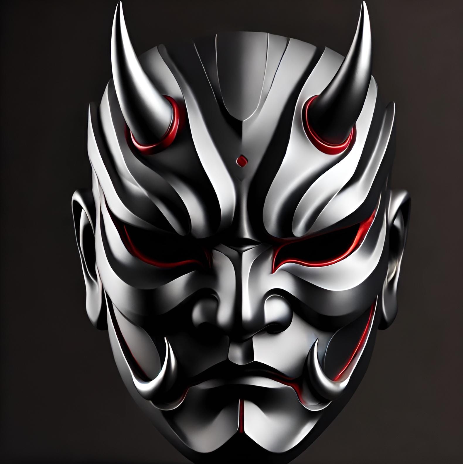 Oni Silver Blood Mask - STL File for 3D Printing | Samurai Demon Mask ...