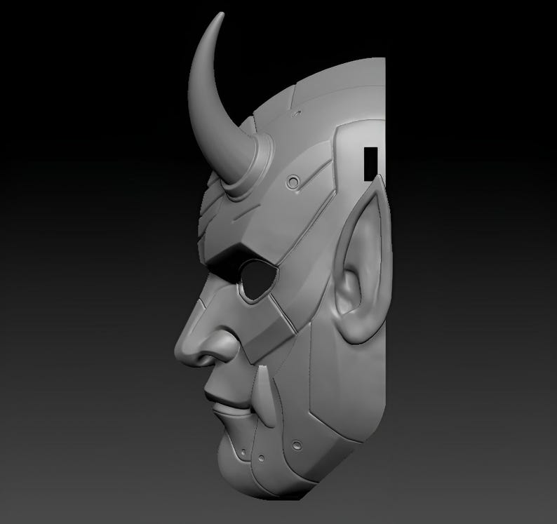 Cyberpunk 2077 Oni Mask STL – Futuristic Samurai Demon Mask for 3D ...