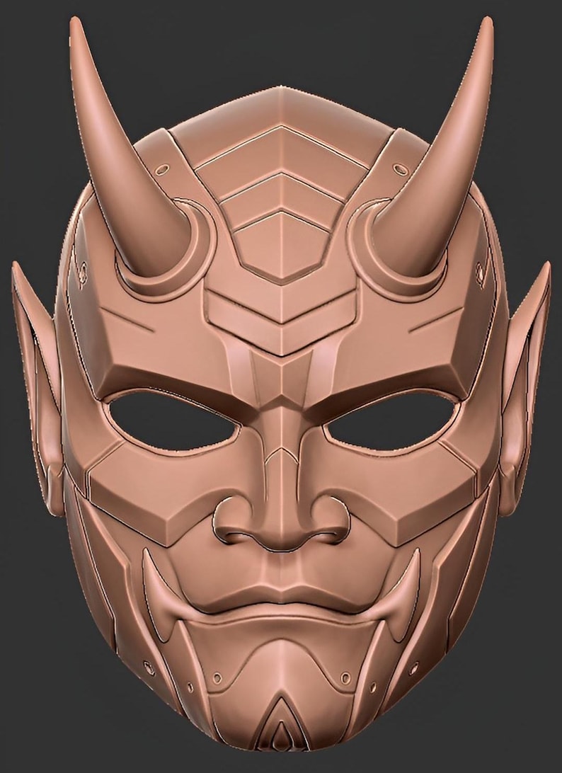 Cyberpunk 2077 Oni Mask STL – Futuristic Samurai Demon Mask for 3D ...