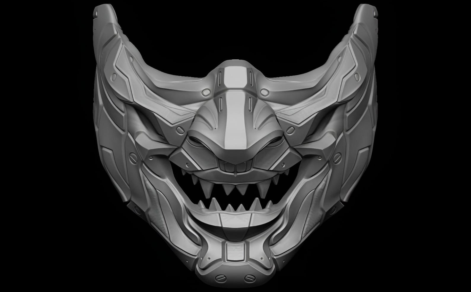 3D Printable Mecha Oni Mask: Cyberpunk Samurai Armor STL (digital File ...
