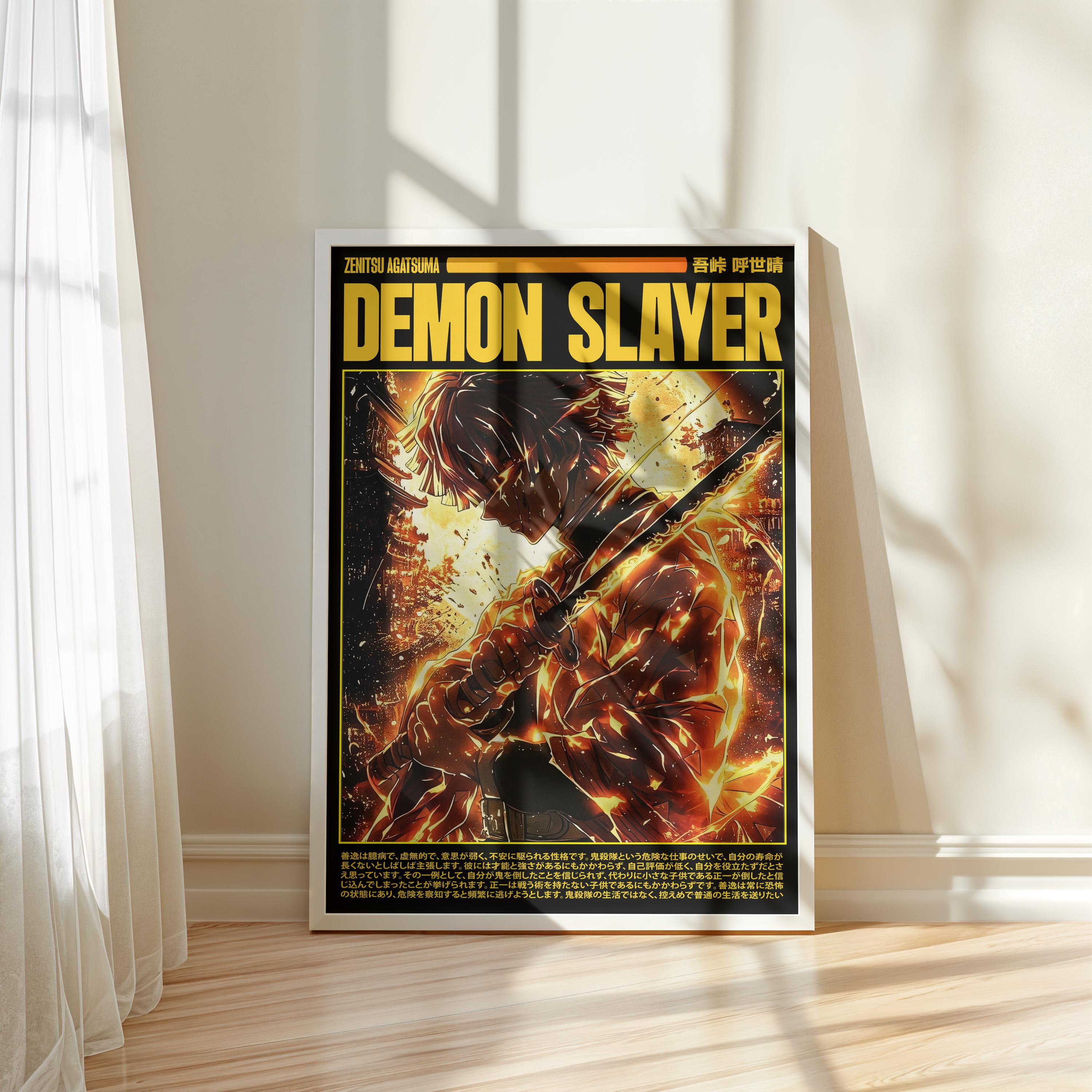 Zenitsu Agatsuma, Demon Slayer Anime Digital Poster, Anime Gifts, Anime ...