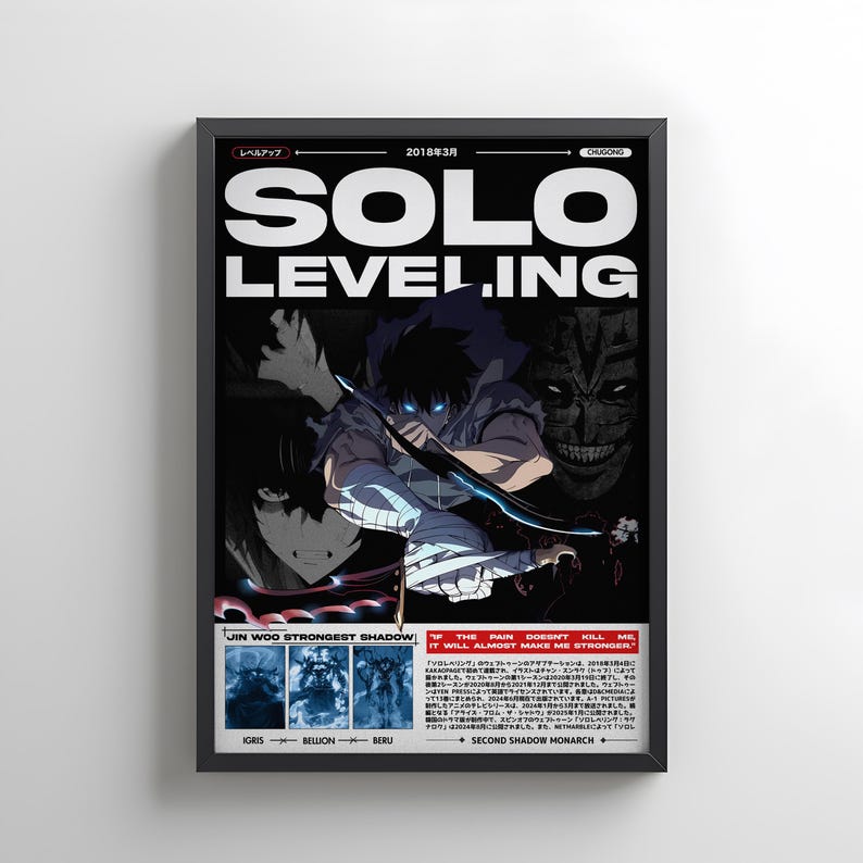 Solo Leveling Art Sung Jin-woo Poster Manhwa Art Print Anime Art Print ...