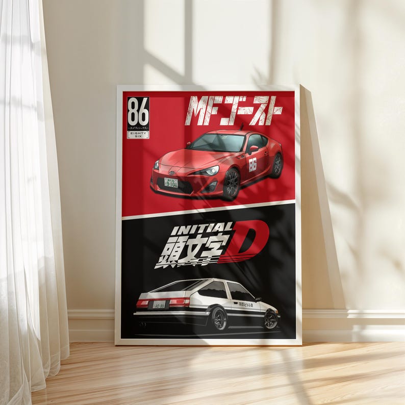 Set of 3 Initial D Anime Digital Poster, Anime Gifts, Anime Wall Art ...