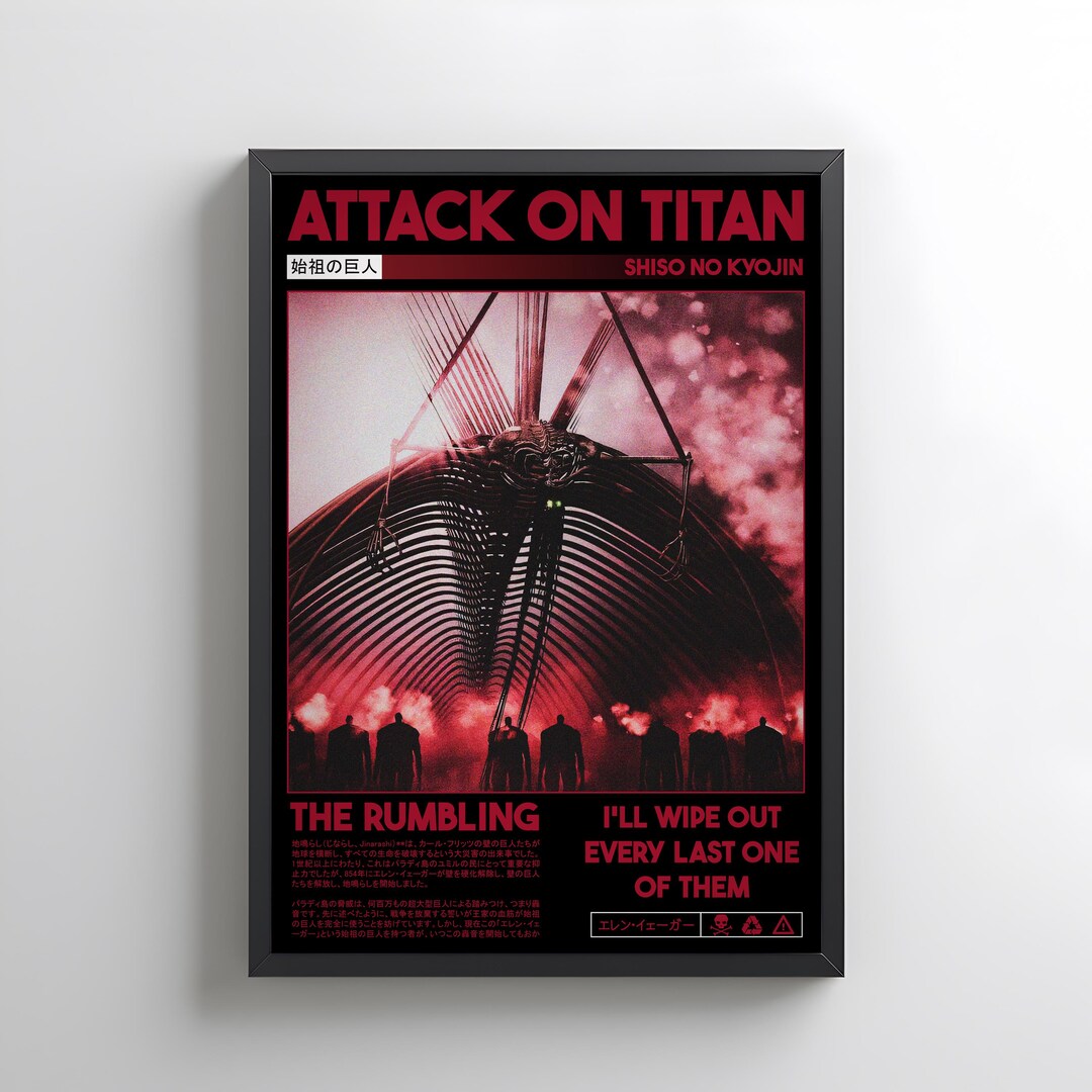 Attack on Titan Poster, AOT Black Anime Digital Poster, Anime Gifts ...
