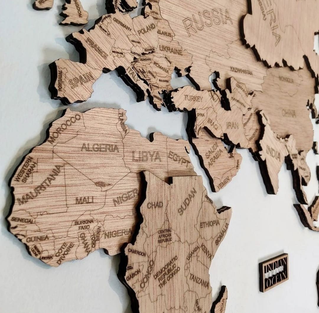 World Map for Laser Cutting Multilanguage es-en-fr-it SVGDXFAI File ...