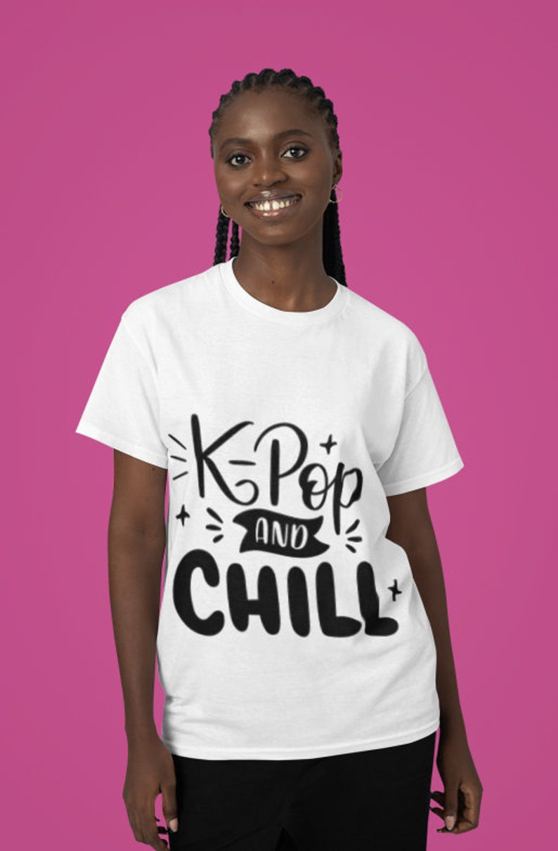 Unisex Thick Cotton T-shirt, K-pop Graphic Tee, Comfortable Top, Casual ...