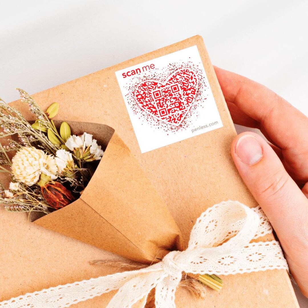 Heart QR Code Stickers, Custom Video Message, Gift Labels (4-pack) - Etsy