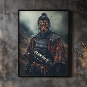 The Valiant Ronin Japanese Wall Art Samurai Wanderer Portrait Poster ...