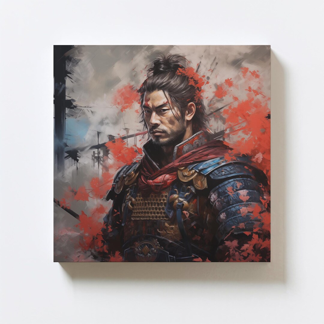Samurai Warrior Autumn Maple Canvas Print, Feudal Japan Traditional Art ...