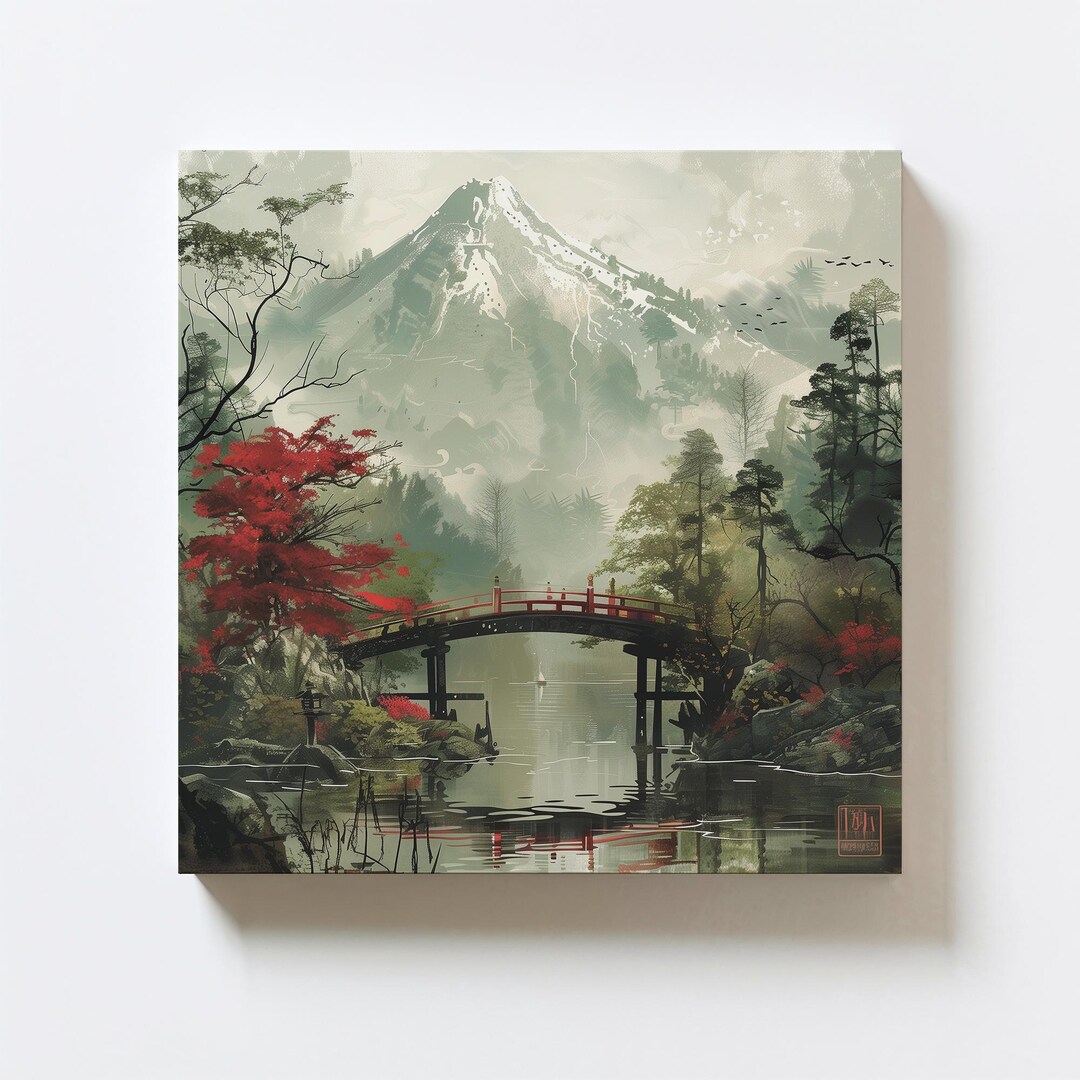 Canvas Print, Japanese Landscape Wall Art Painting, Serene Japan ...