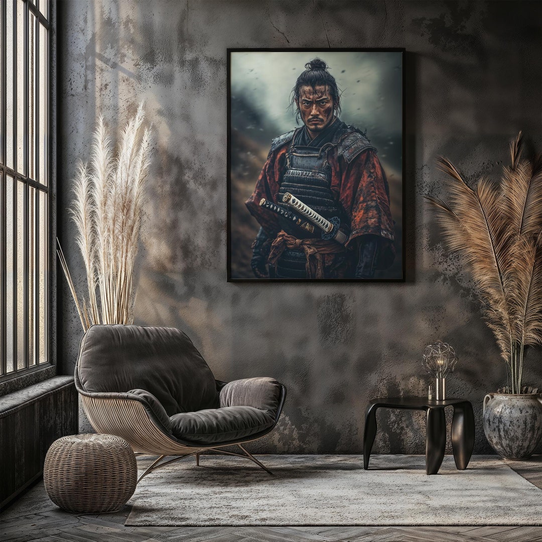 The Valiant Ronin Japanese Wall Art Samurai Wanderer Portrait Poster ...