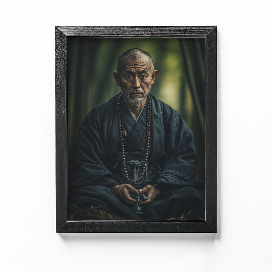 The Compassionate Monk Japanese Wall Art Buddhist Portrait Poster Print ...