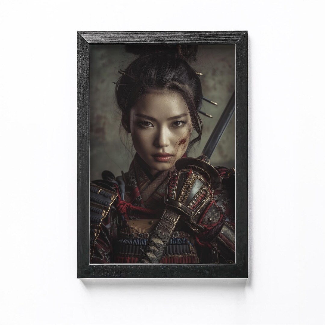 Samurai Poster, Fearless Warrior Portrait Art, Japanese Wall Decor ...