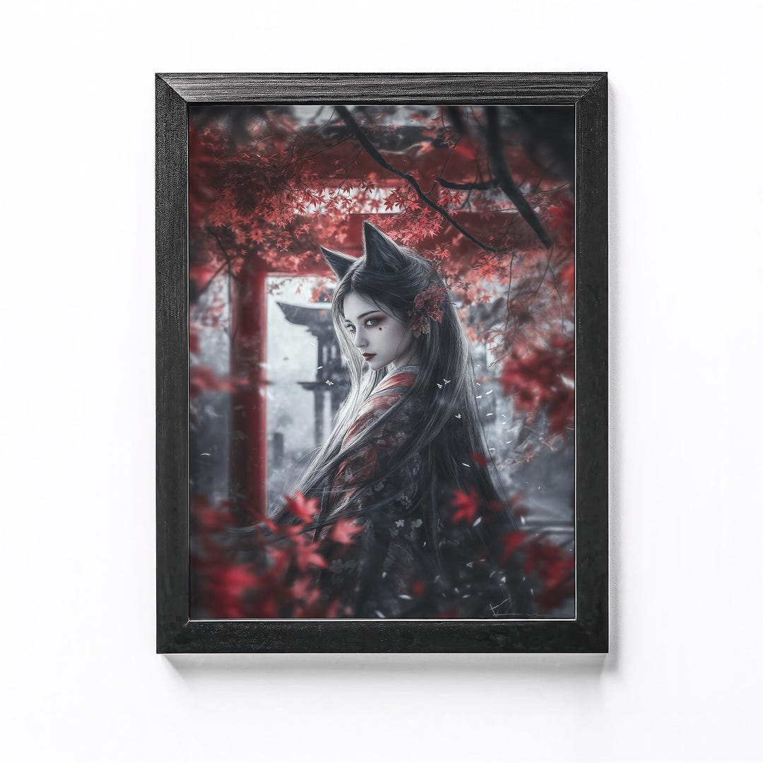 Halloween Art Japanese Fox Spirit Kitsune Trick or Treat Kowai Anime ...