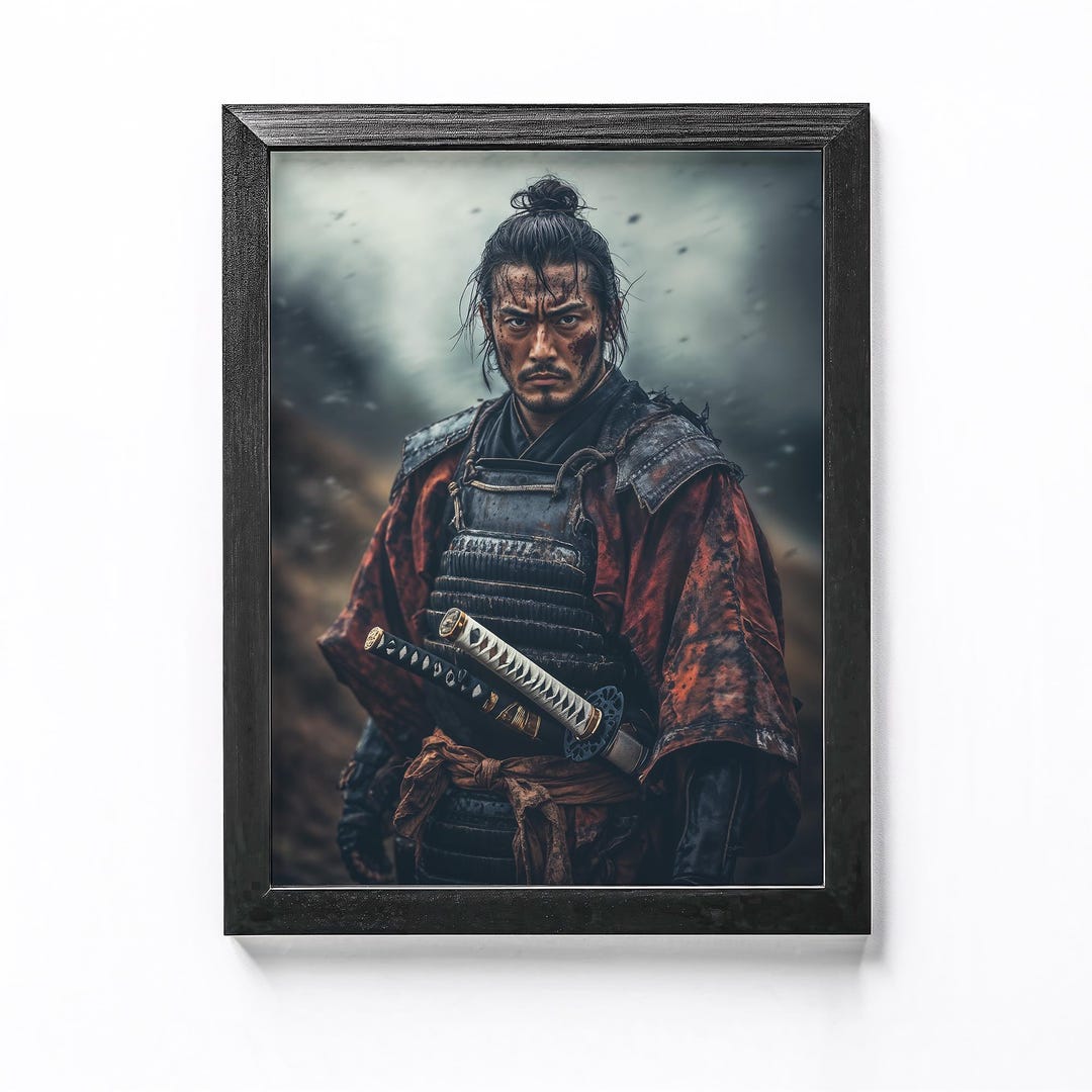 The Valiant Ronin Japanese Wall Art Samurai Wanderer Portrait Poster ...
