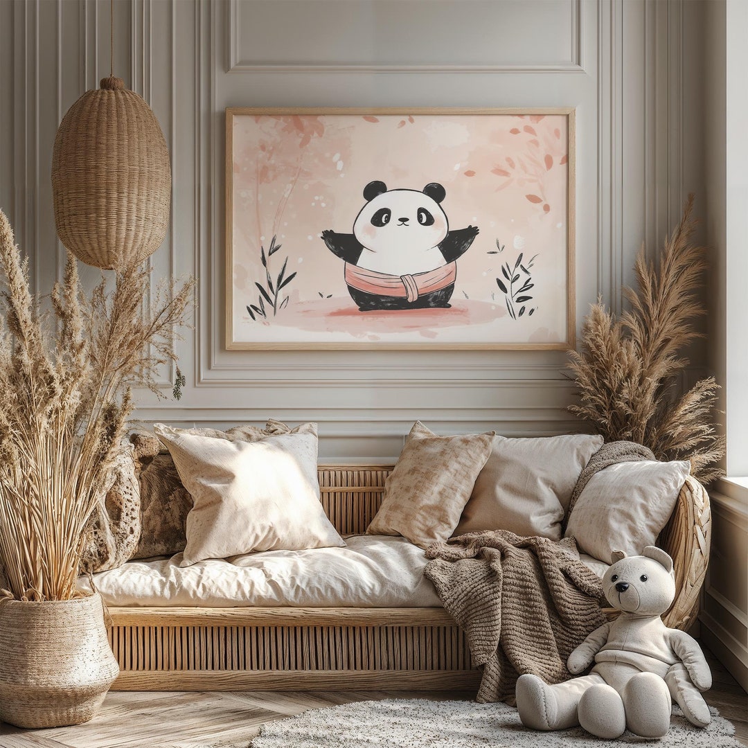 Sumo Panda Big Day Playful Japanese-inspired Kids Room Kawaii Wall Art ...