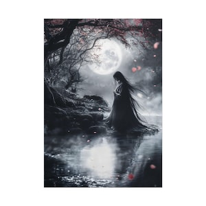 Halloween Poster Japanese Yurei Ghost by the Water Horror Art Kowai ...