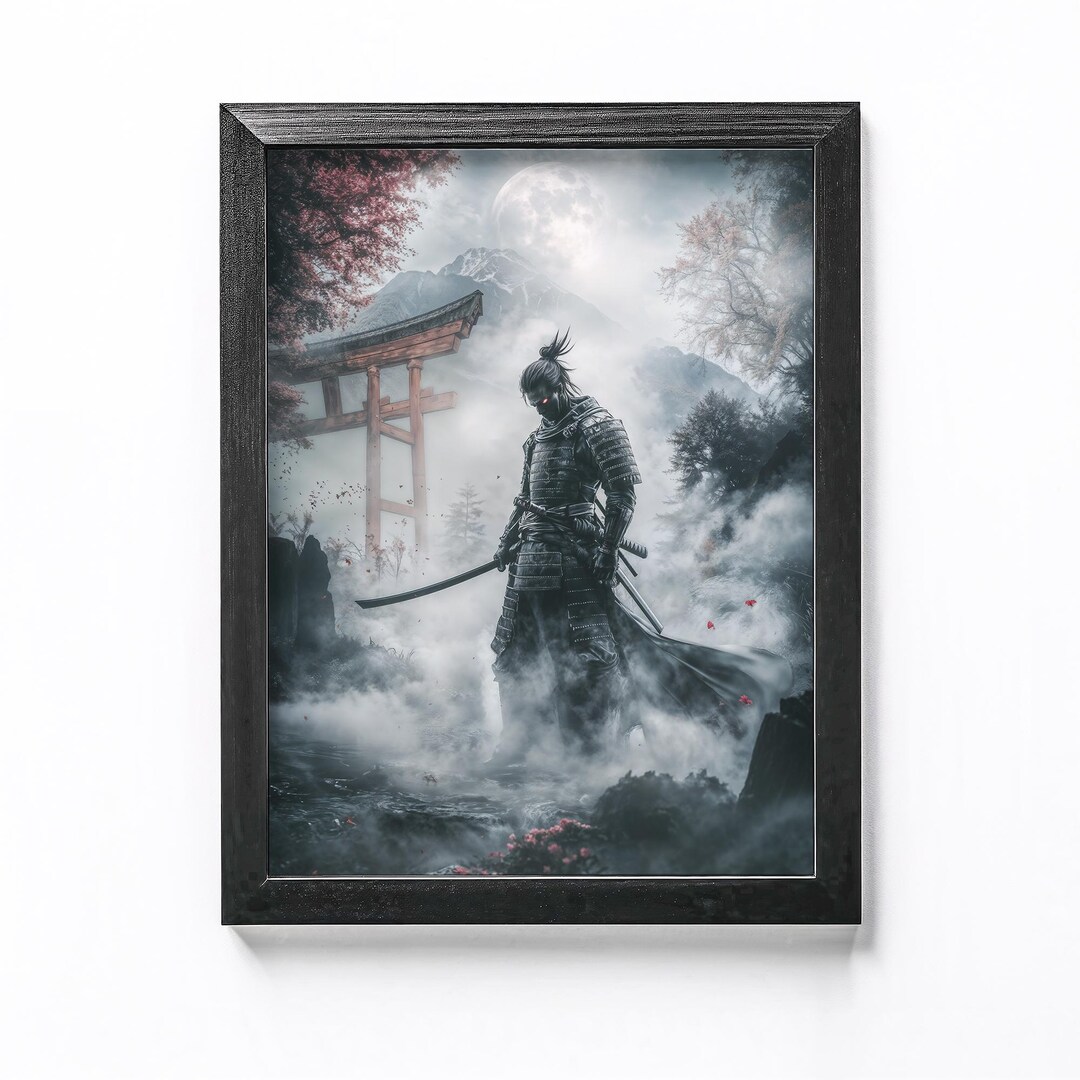 Samurai Spirit Japanese Ghost Warrior Halloween Art Kowai Anime Poster ...