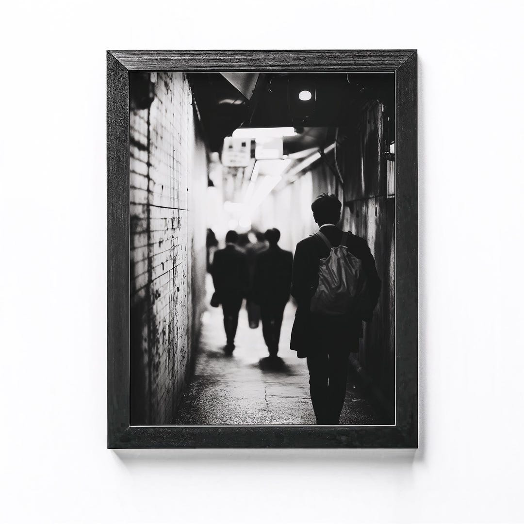 Vintage Japanese Subway Poster Print Retro Black and White Urban Street ...