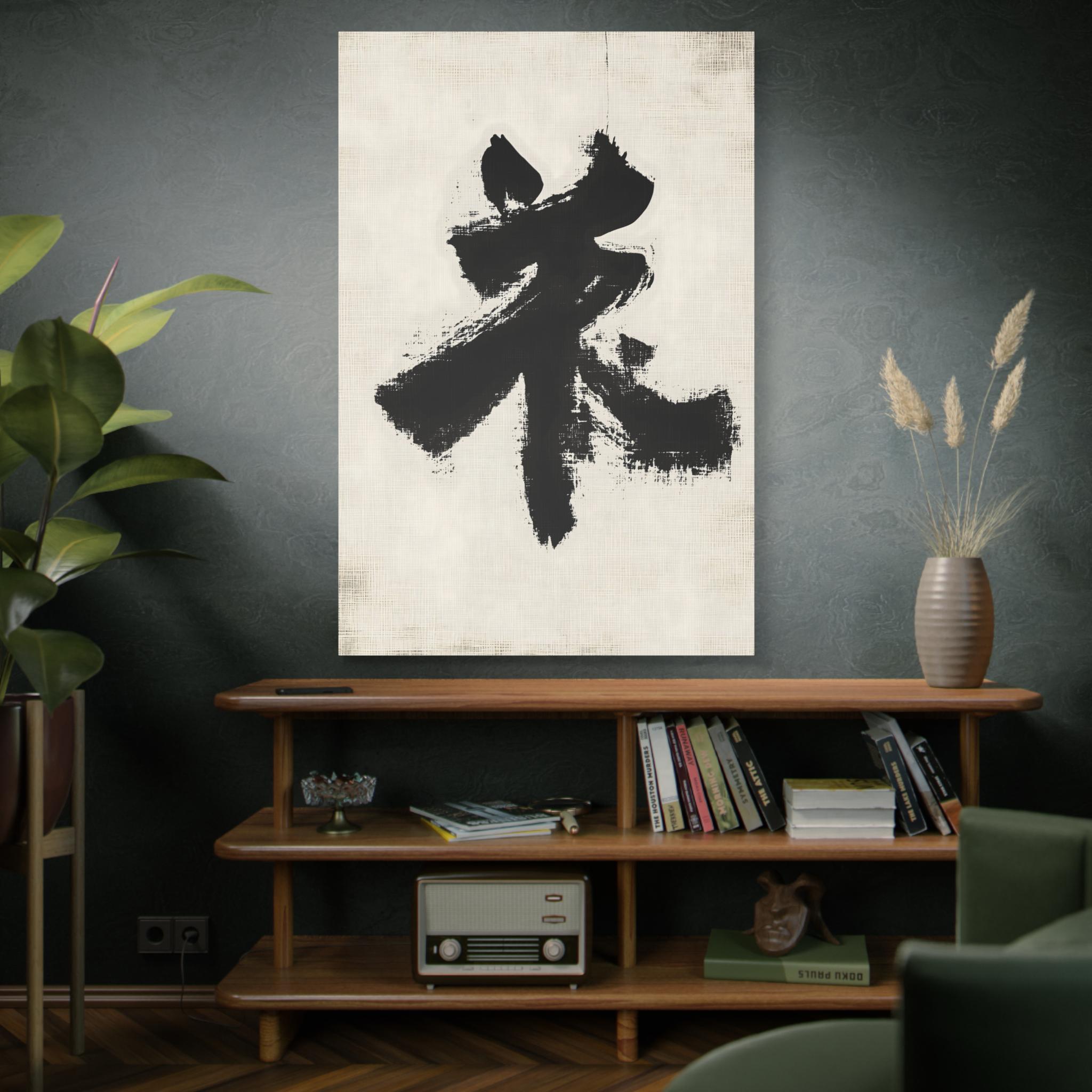 Zen Calligraphy Canvas Art, Minimalist Japanese Brushstroke Print ...