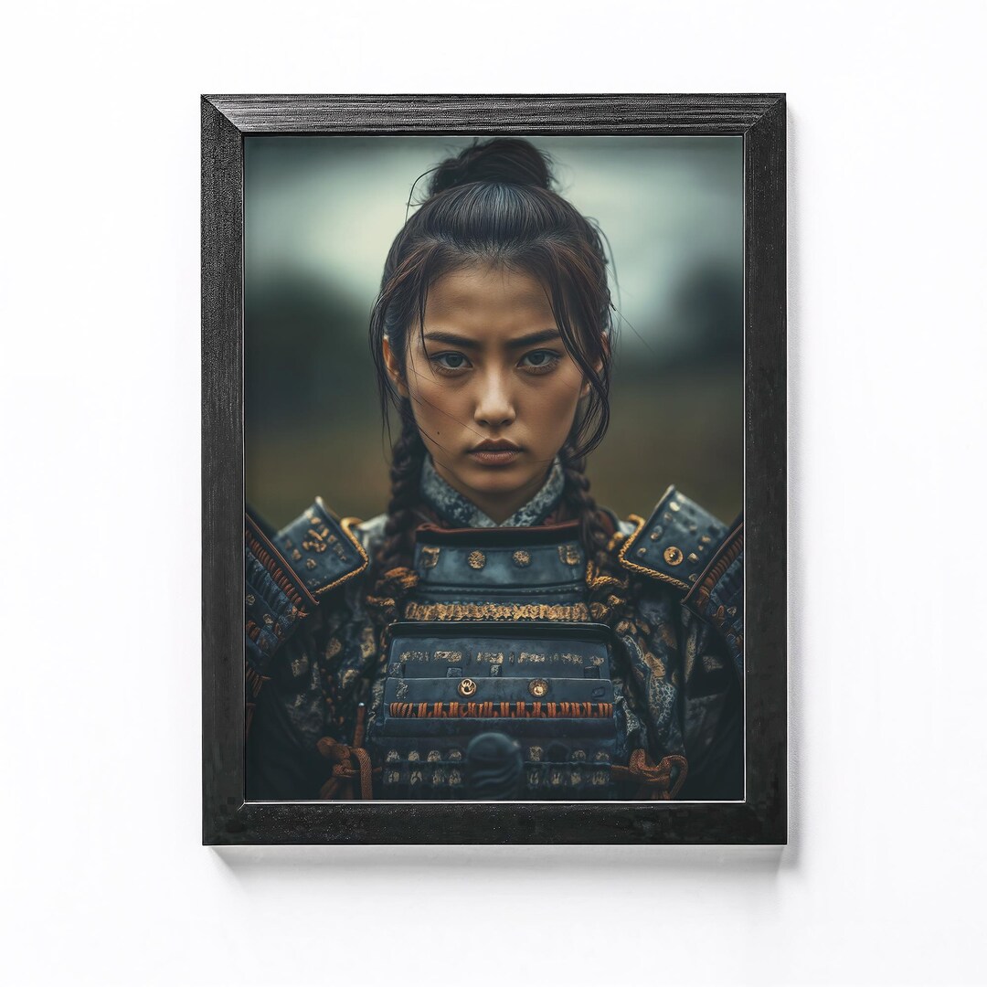 Fearless Samurai Woman Japanese Warrior Wall Art Portrait Poster Print ...