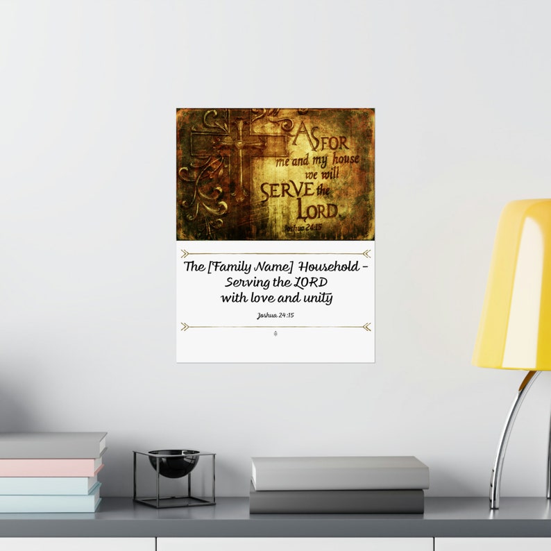 Personalized Family Biblical Poster Joshua 24:15, Custom Bible Art ...