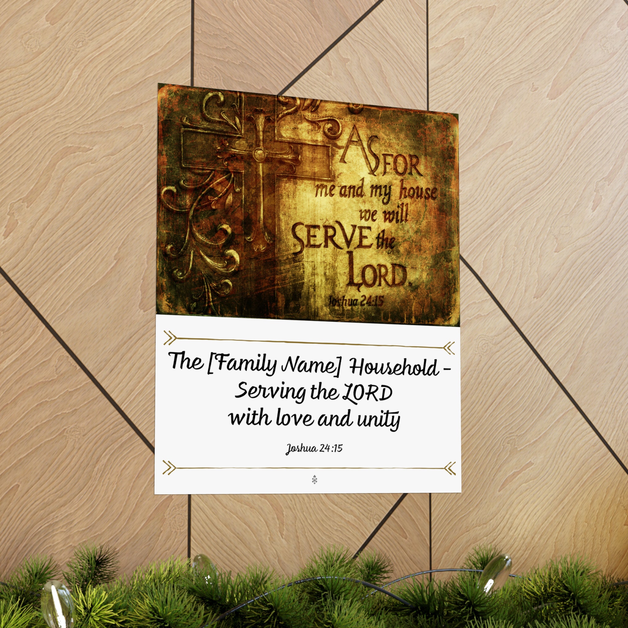 Personalized Family Biblical Poster Joshua 24:15, Custom Bible Art ...