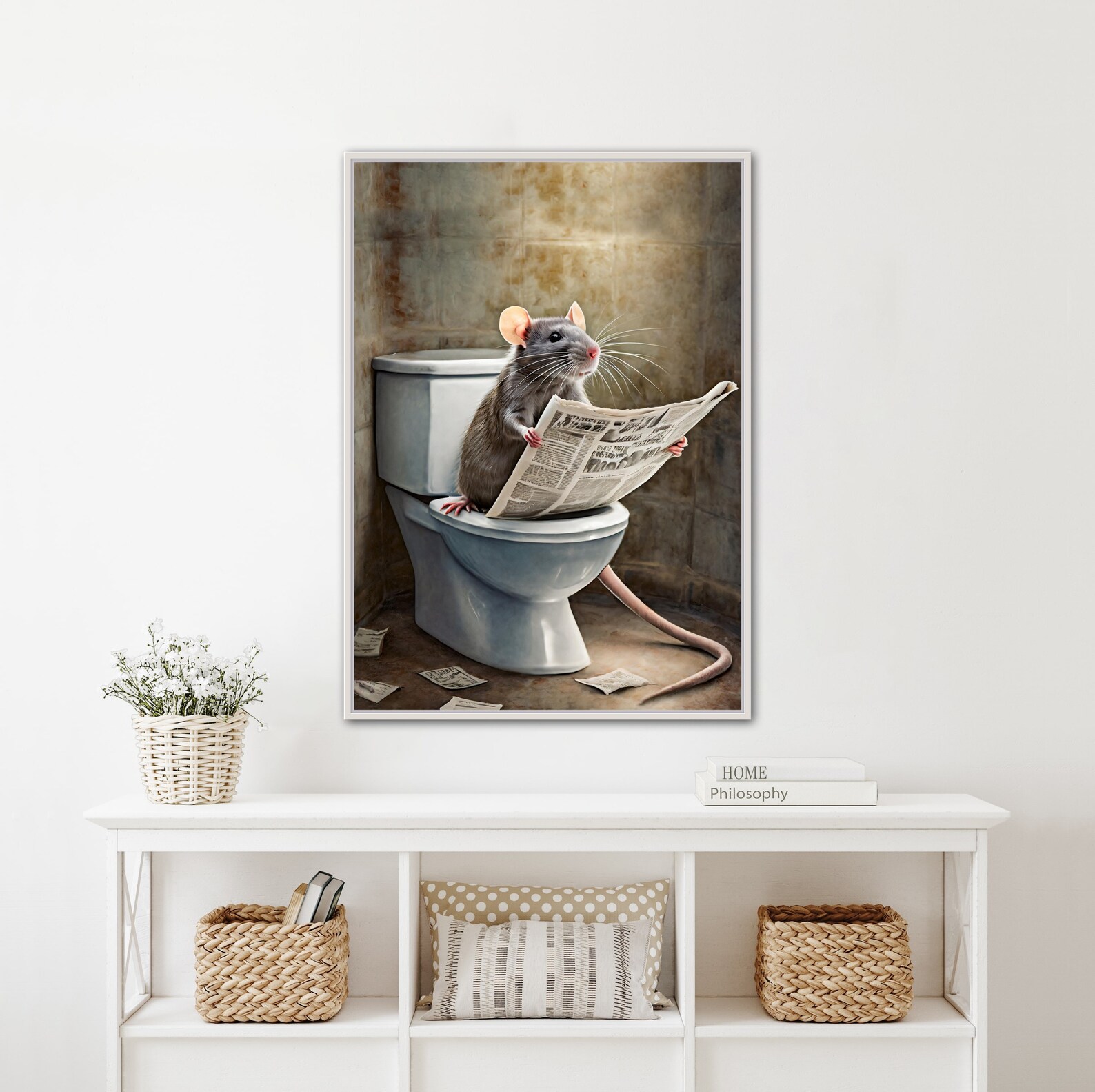 Rat on the Toilet, AI Generated, Toilet Animals, Rat, Newspaper ...