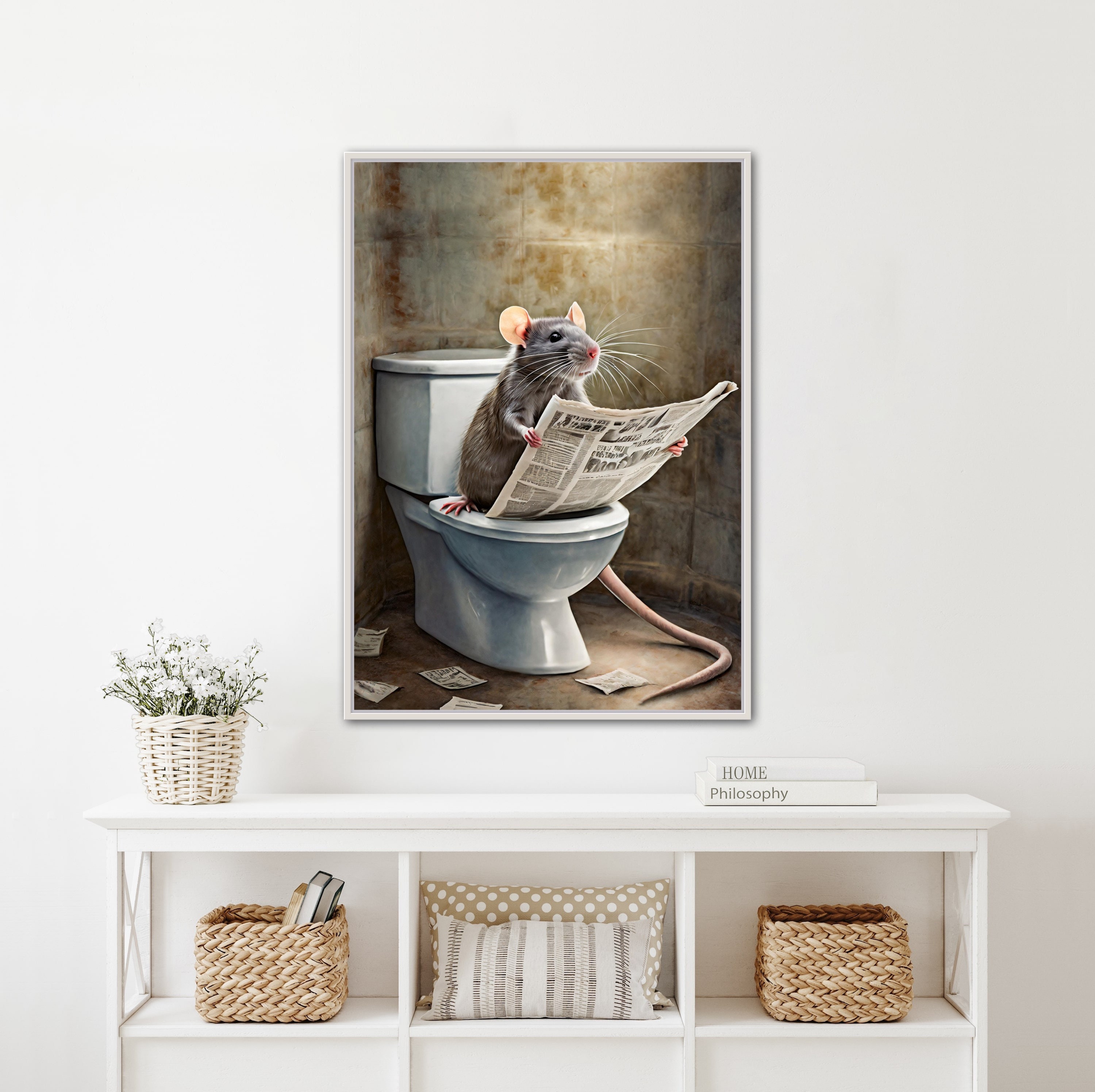 Rat on the Toilet, AI Generated, Toilet Animals, Rat, Newspaper ...