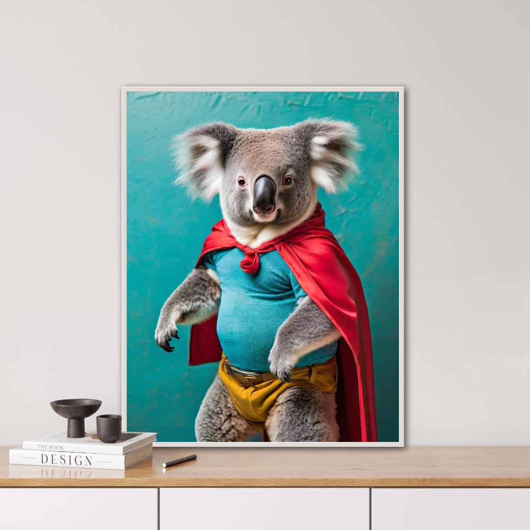 Superhero Koala, AI Generated, Digital Animal Portrait, Digi Art ...