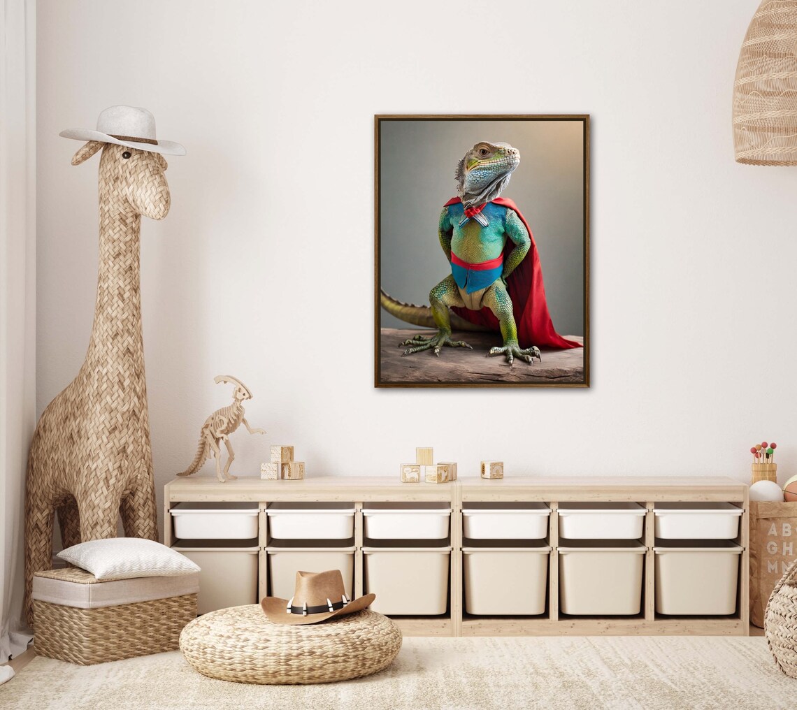 Superhero Lizard, AI Generated, Digital Animal Portrait, Digi Art ...