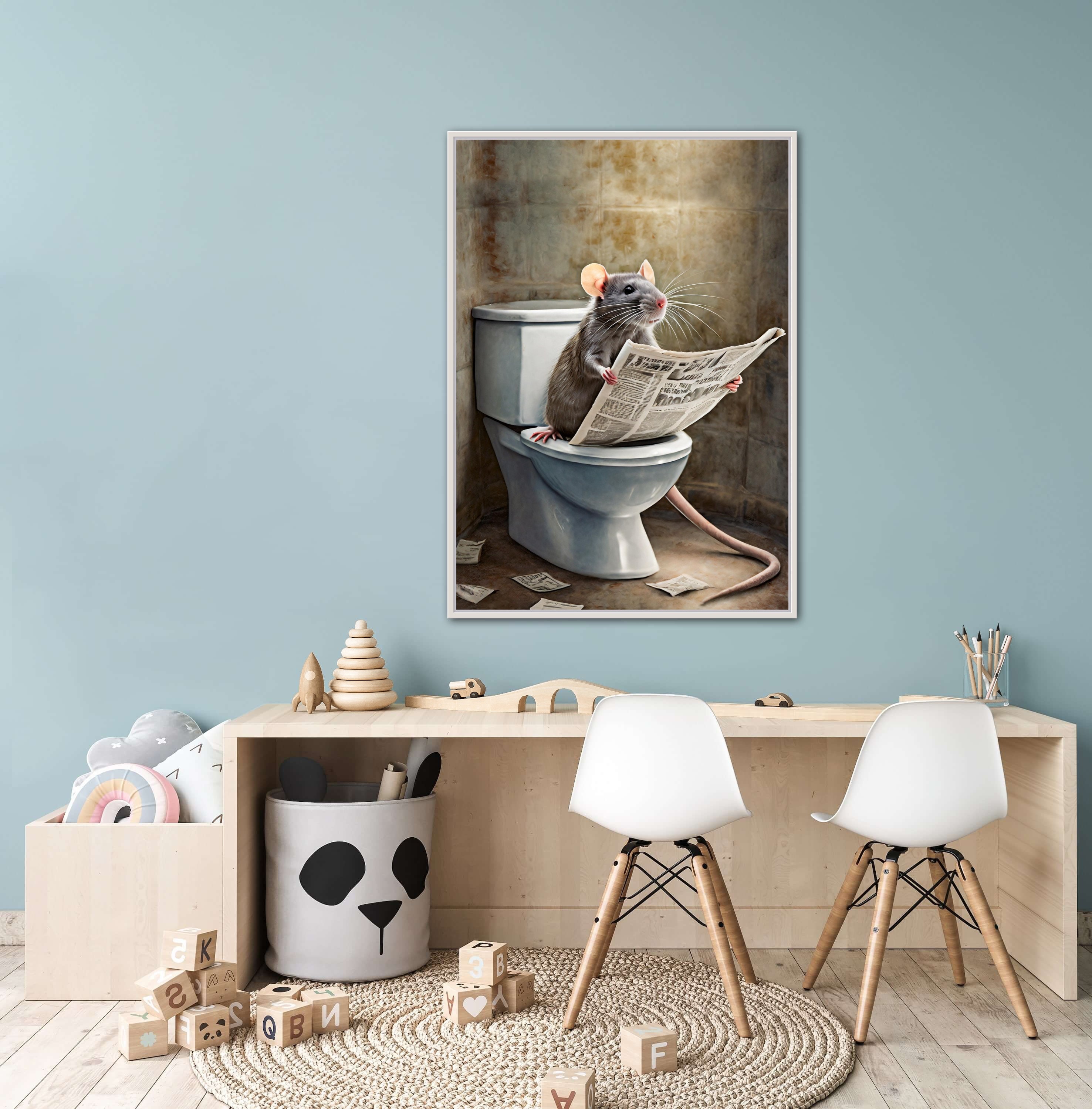 Rat on the Toilet, AI Generated, Toilet Animals, Rat, Newspaper ...