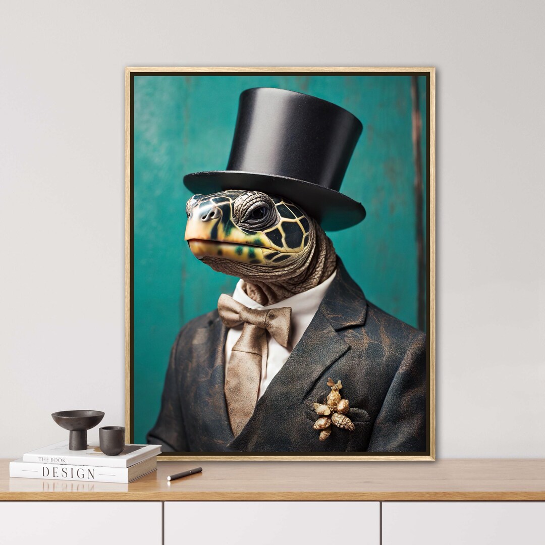 Turtle With Hat, AI Generated, Top Hat, Prom, Suit, Animal Portrait ...