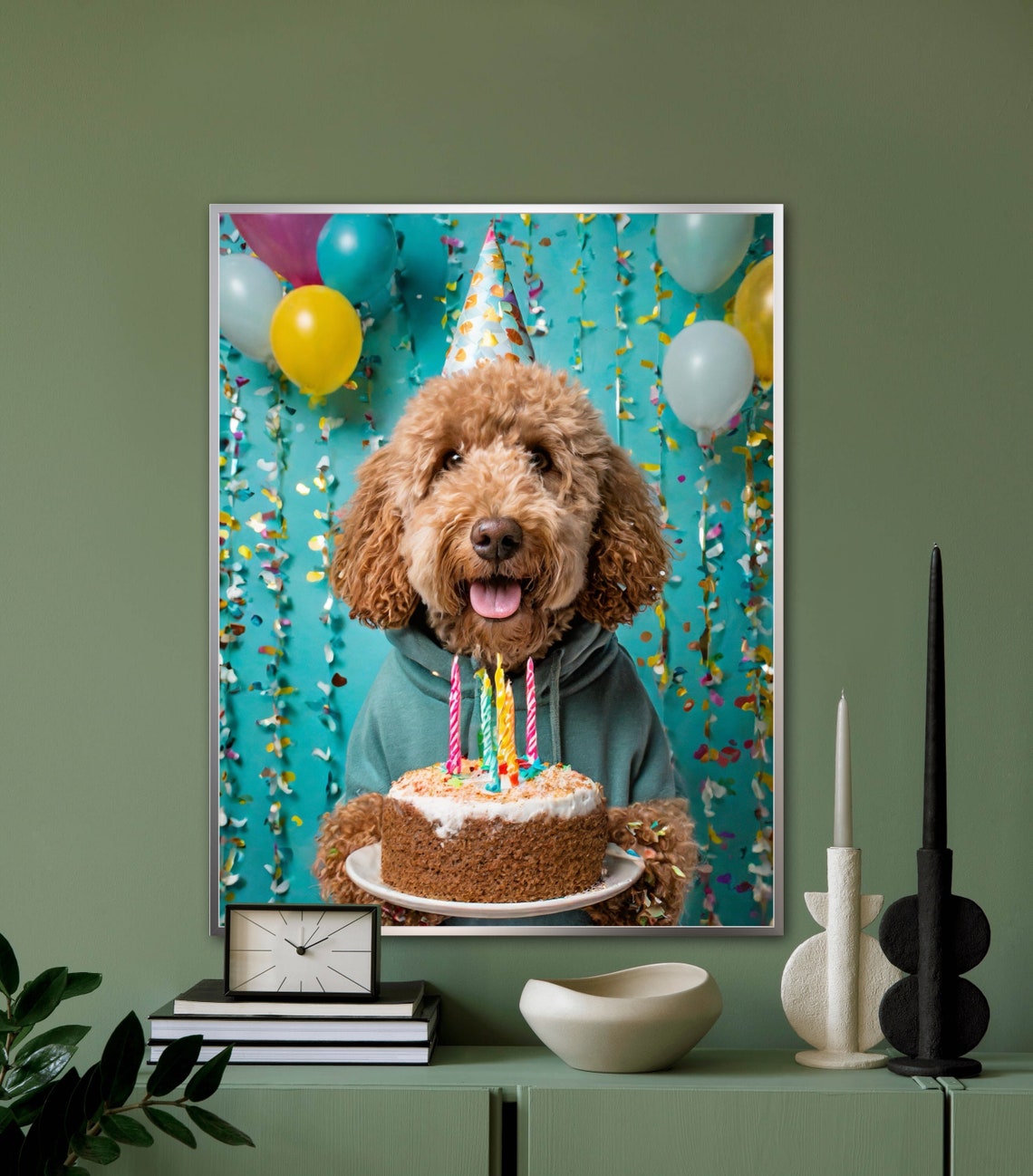 Labradoodle, AI Generated, Birthday, Birthday Cake, Kitchen, Dining ...