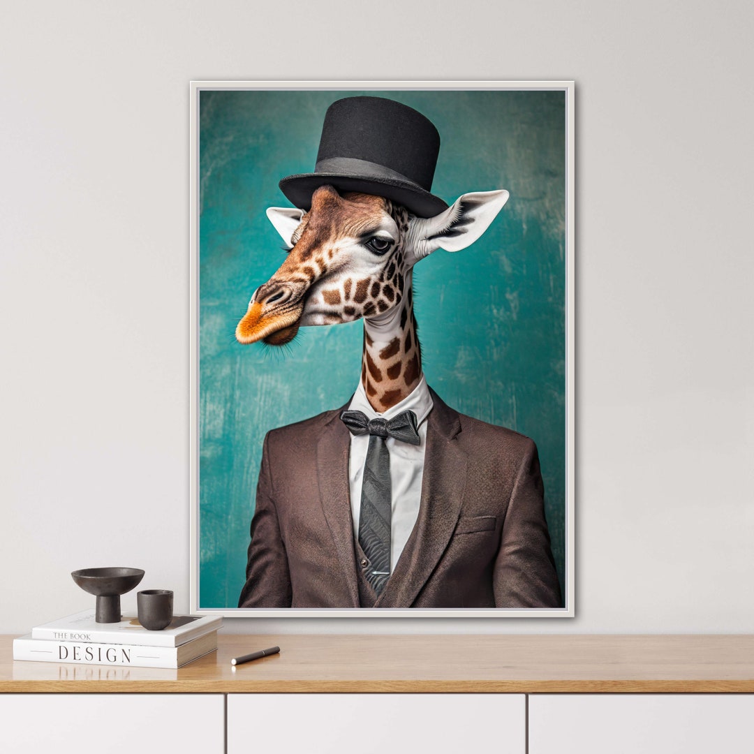 Giraffe in Suit, Prom, Vintage Portrait, Suit, Animal Portrait, Digi ...