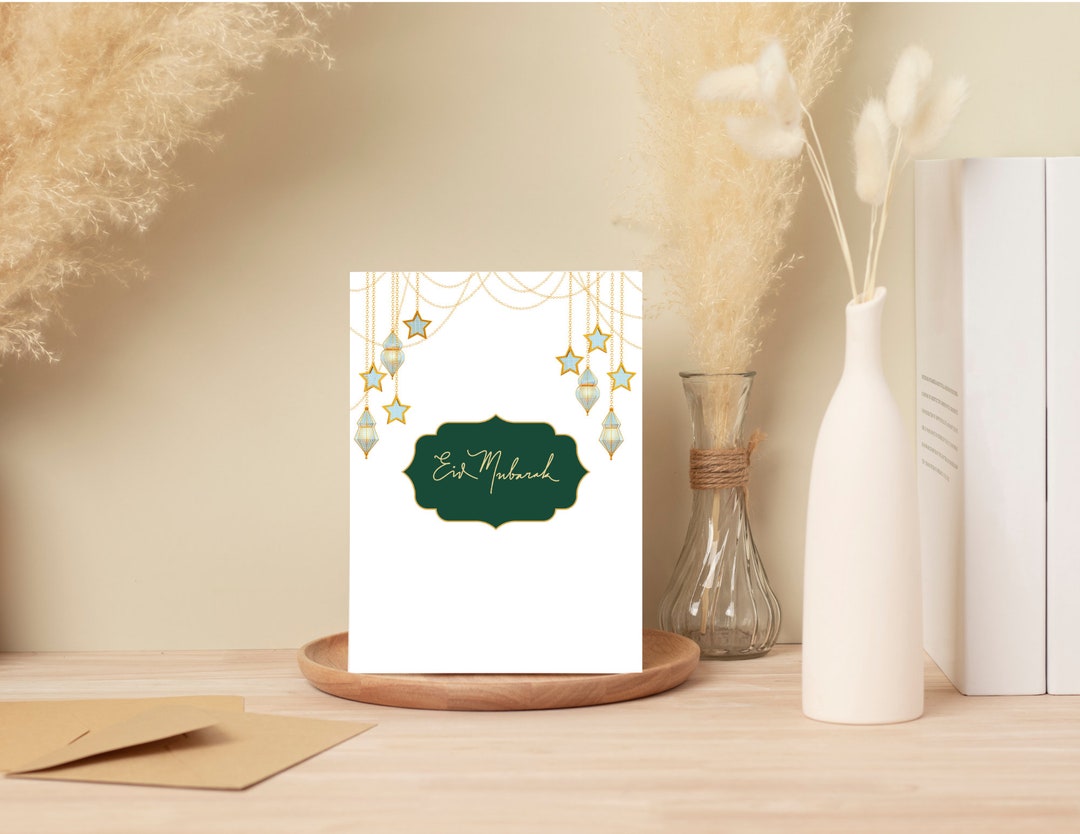 Eid Mubarak Printable Greeting Card, Card for Eid Celebrations, Happy ...