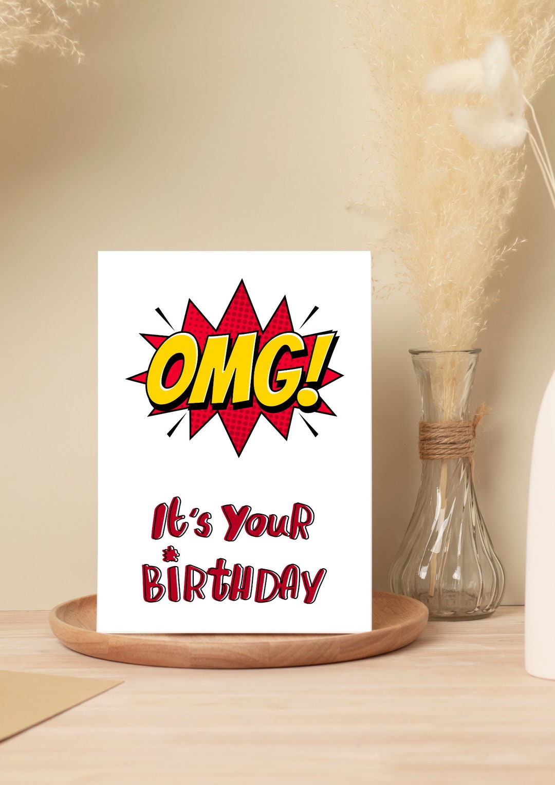 Printable Birthday Card With OMG Comic Design Instant Download - Etsy