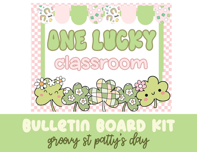 St Patricks Day Bulletin Board Kit - Pink, Light Green, Groovy for St ...