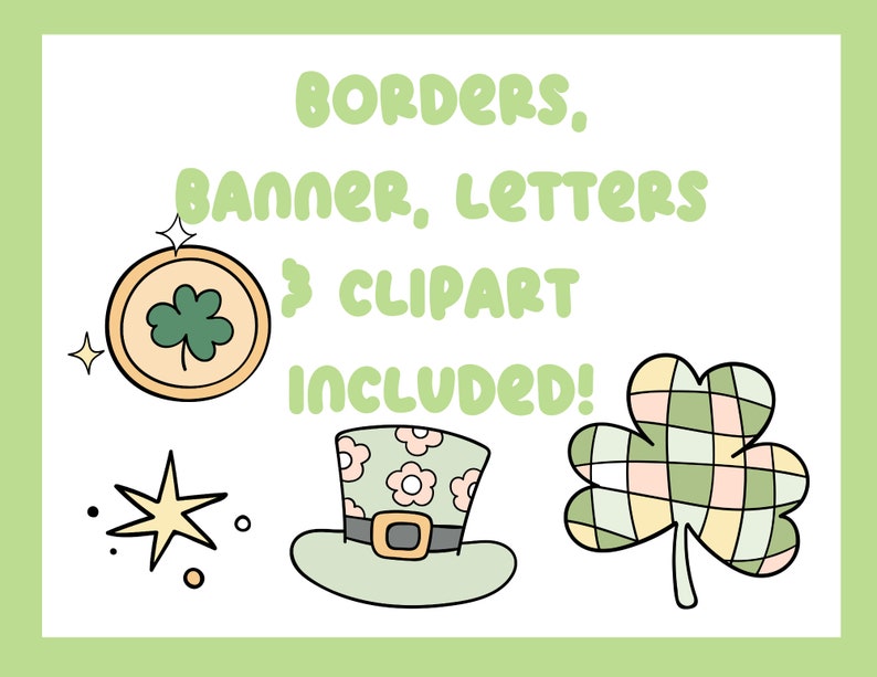 Our Patch of Lucky Clovers Bulletin Kit- Pink, Light Green, Groovy for ...