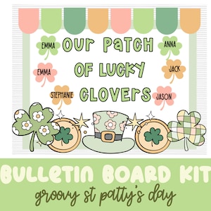 Our Patch of Lucky Clovers Bulletin Kit- Pink, Light Green, Groovy for ...