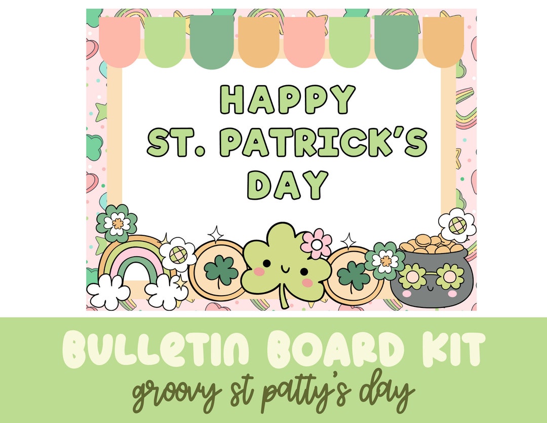 Bulletin Board Kit Happy St. Patrick's Day - Pink, Light Green, Groovy ...