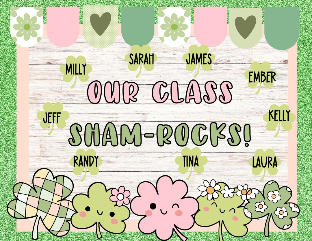 Our Class Shamrocks St. Patrick's Day Bulletin Board Kit. Pink, Light ...