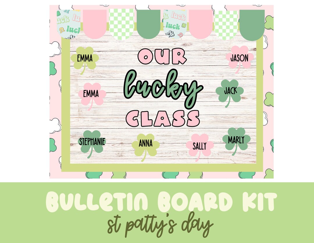 Our Lucky Class Editable St. Patrick's Day Bulletin Kit- Pink, Light ...