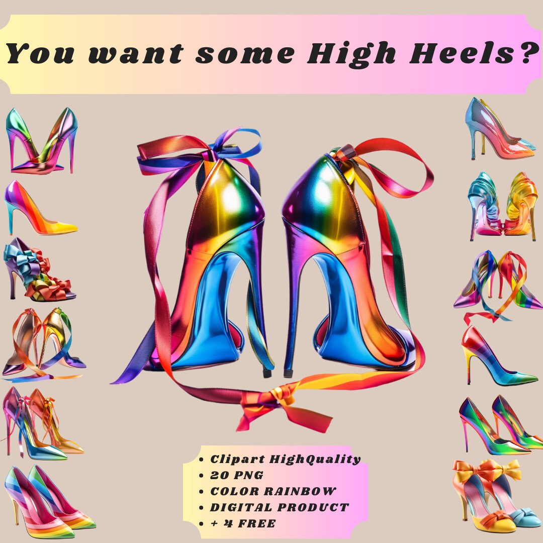 High Heels/ Shoes Rainbow, 20 PNG + 4 Free, Clipart/sticker_shiny ...