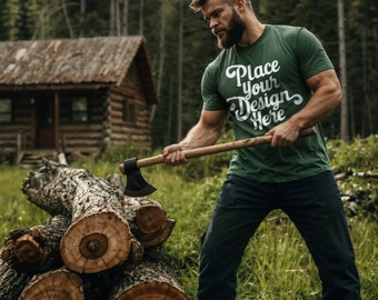 Lumberjack Male White T-shirt Mockup, Bella Canvas 3001, Gildan, White ...