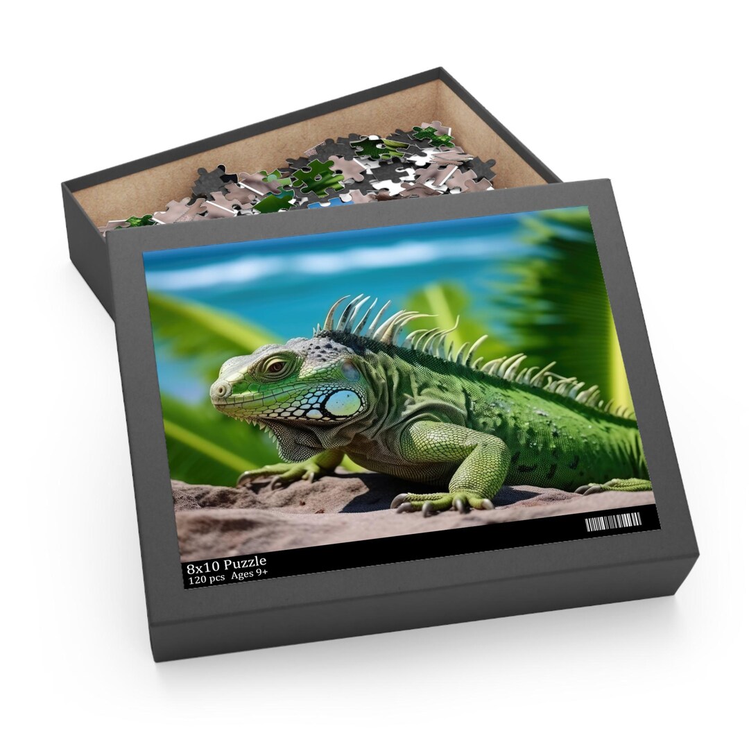 Tropical Lizard Puzzle, Green Iguana Puzzle Games for Creative Family ...
