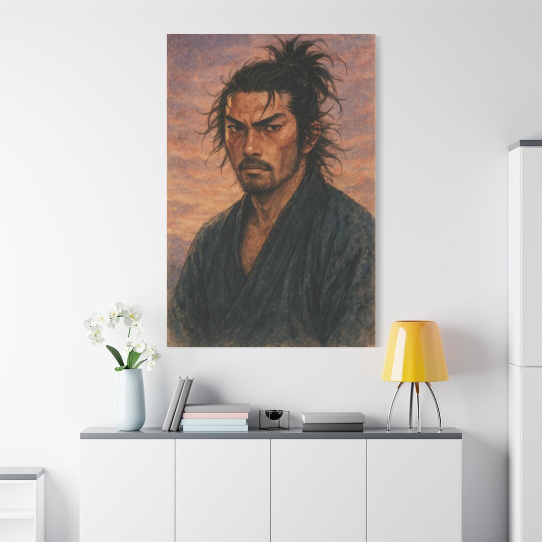 Vagabond Musashi Miyamoto Manga Art Canvas | Stoic Samurai Portrait ...