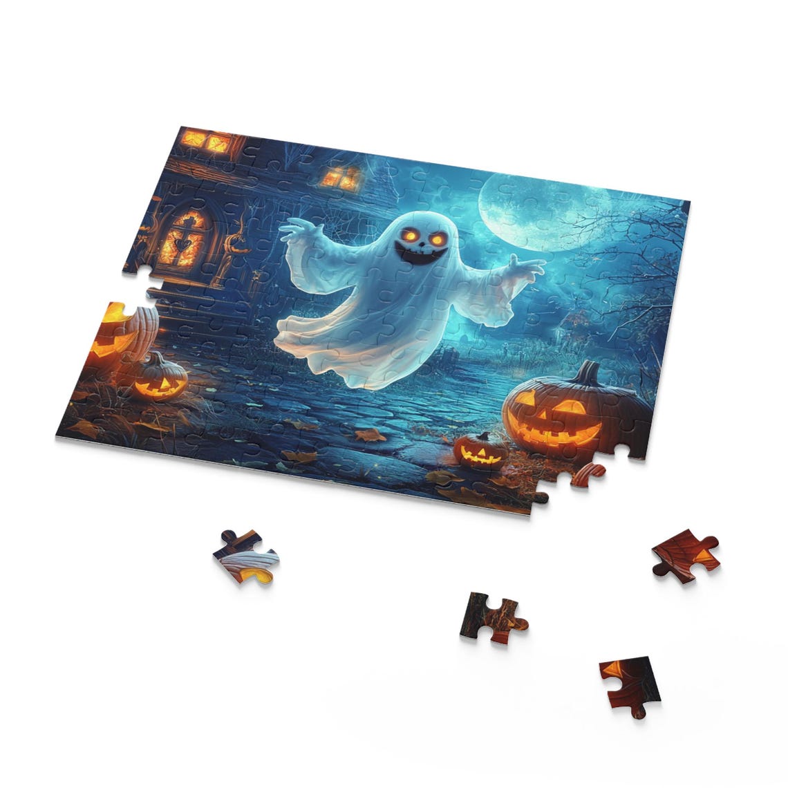 Spooky Halloween Ghost and Pumpkin Puzzle | Haunted House & Jack-o ...
